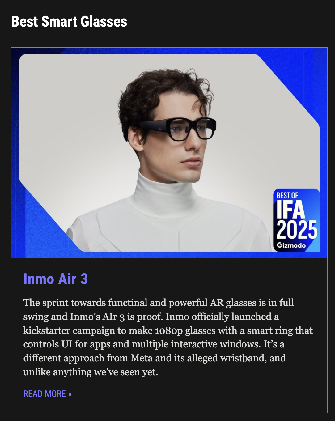 中国造智能眼镜全球破圈时刻，INMO AIR3狂揽IFA多项顶级媒体大奖，引爆海外口碑_VR陀螺